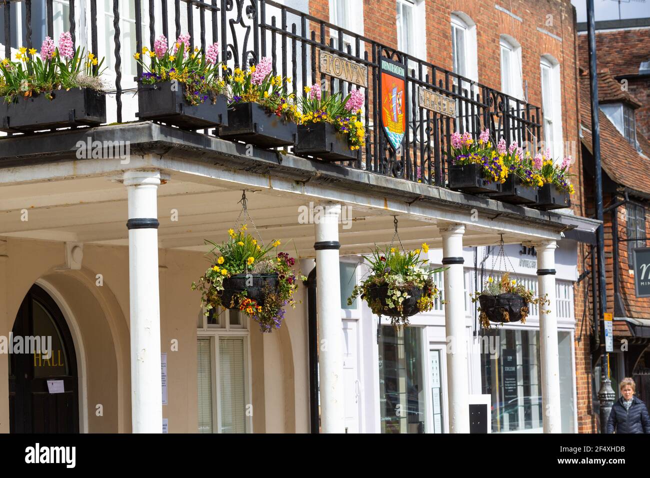 Tenterden town hall floral display, hanging baskets, high street, kent ...