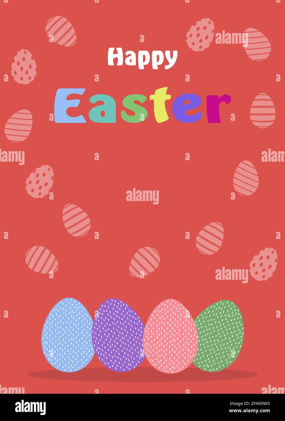 Happy Easter Egg array with greetings on red background. Useable for ...