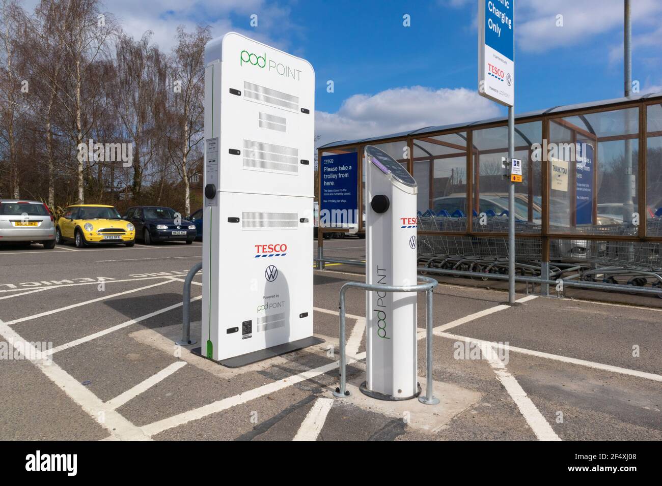 Pod point electric charger at tesco, tenterden, kent, uk Stock Photo ...