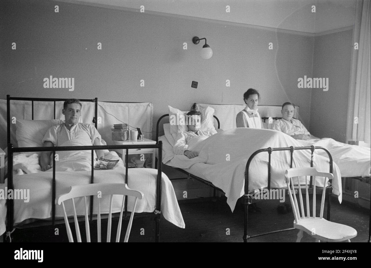 Second World War. Lazarett (probably in Holland). Wounded relatives of ...
