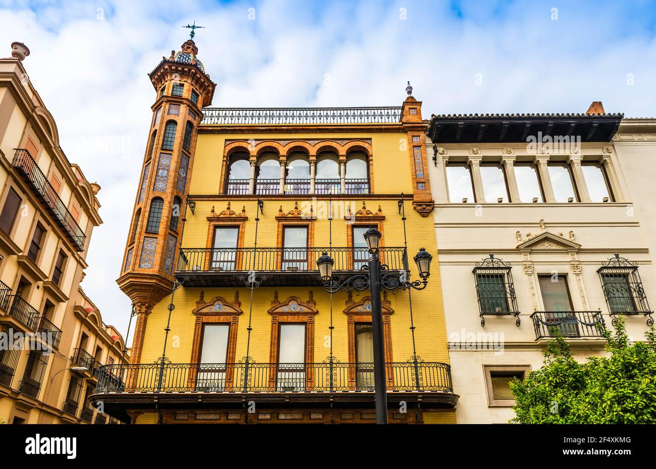 Facades of buildings in Seville, Andalusia, Spain Stock Photo - Alamy