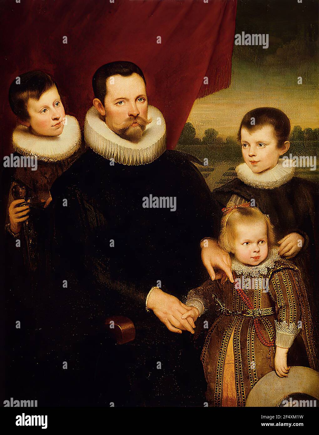 Hubert Vos - Portrait Nobleman Three Children Stock Photo - Alamy