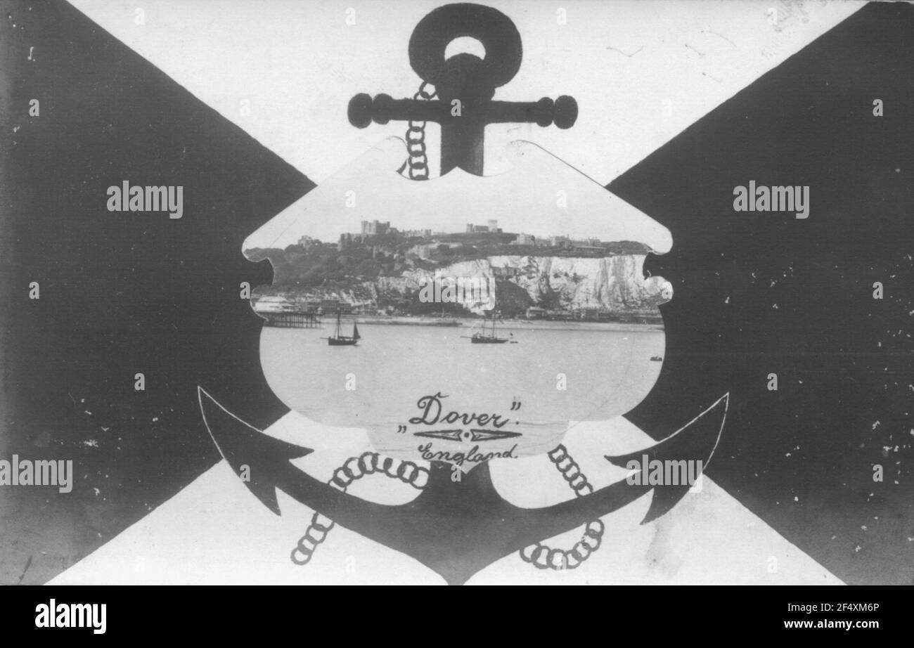 Cruises of the Hamburg-America line, around 1910. Flag with coastal ...