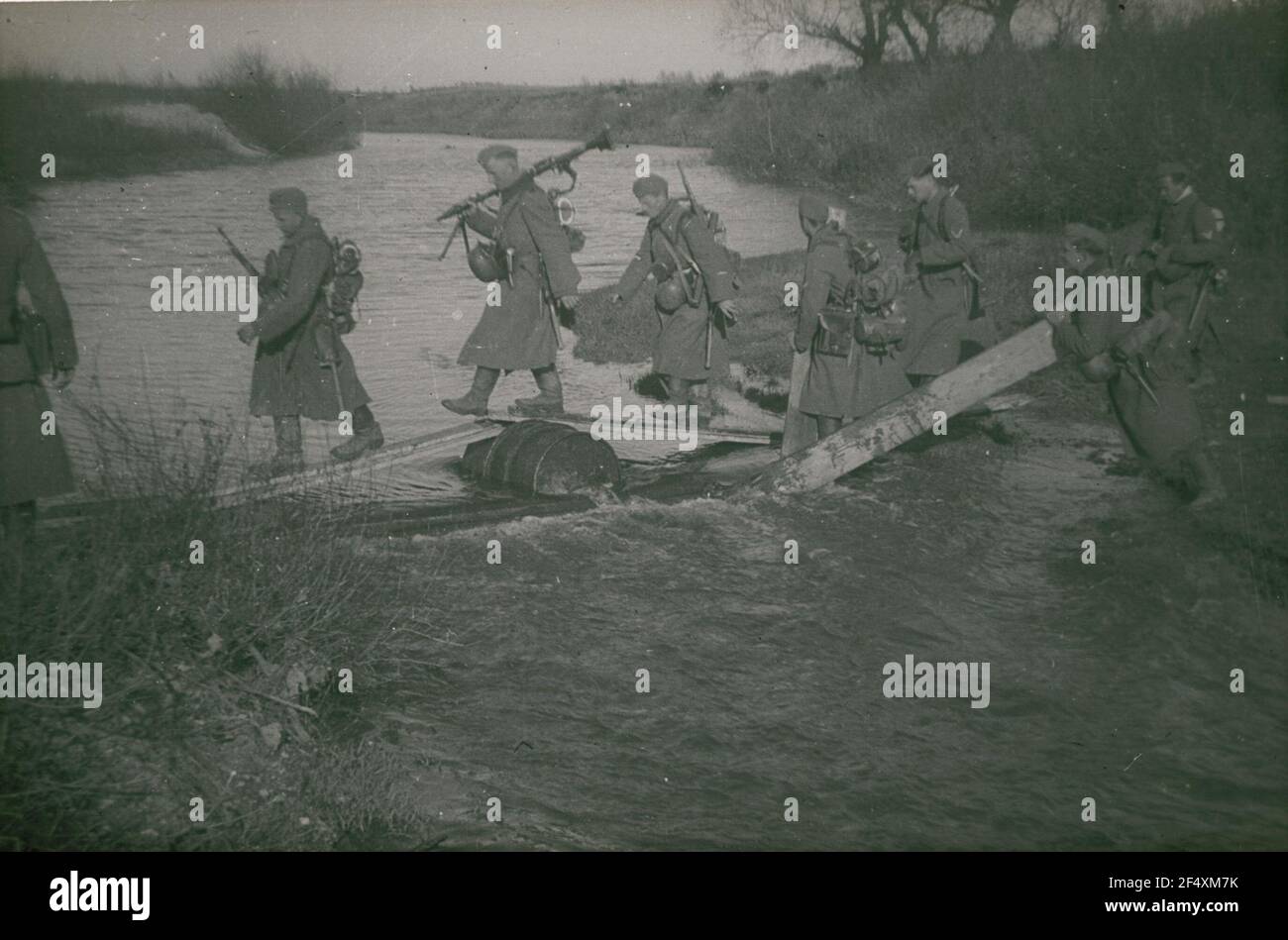 Second World War. Soviet Union. Battle breaks. Crossing a river Stock ...