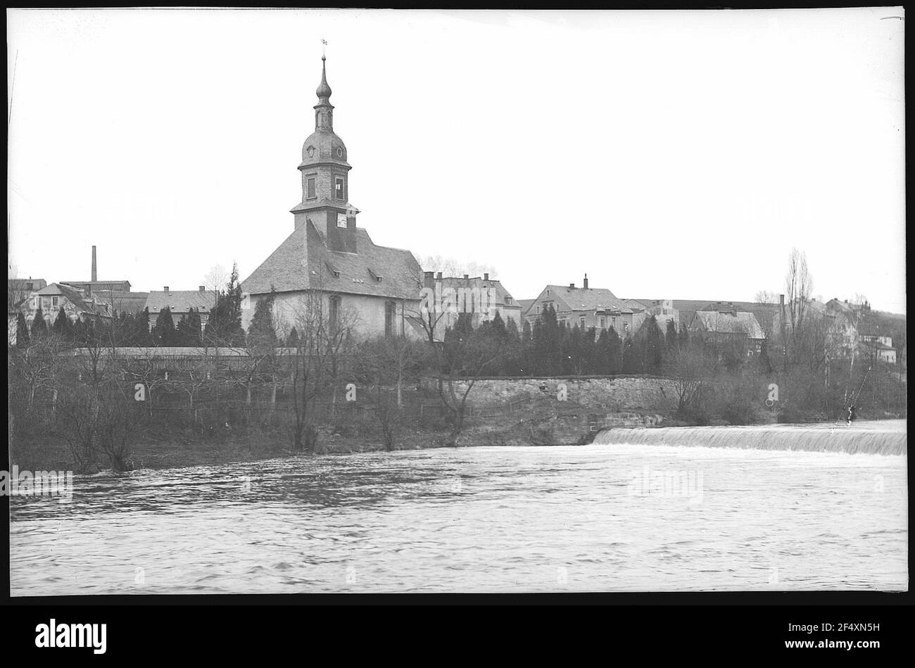 Flöha. Look at Wehr and Church Stock Photo - Alamy