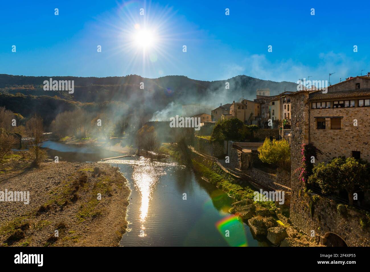 Stunning medieval village of Bésalu in the northeast of La Calogne in ...