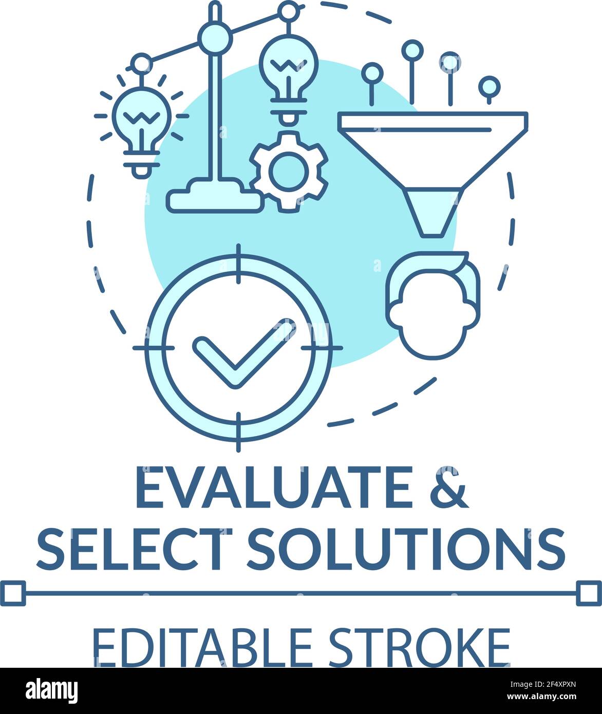 Evaluate and select solutions blue concept icon Stock Vector Image & Art - Alamy