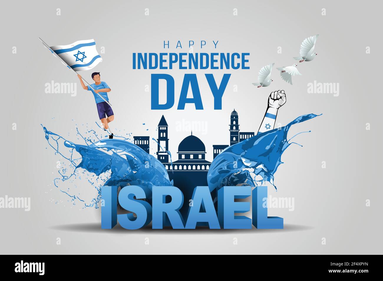 Israel happy independence Day celebrations with 15th April Israel 3d ...