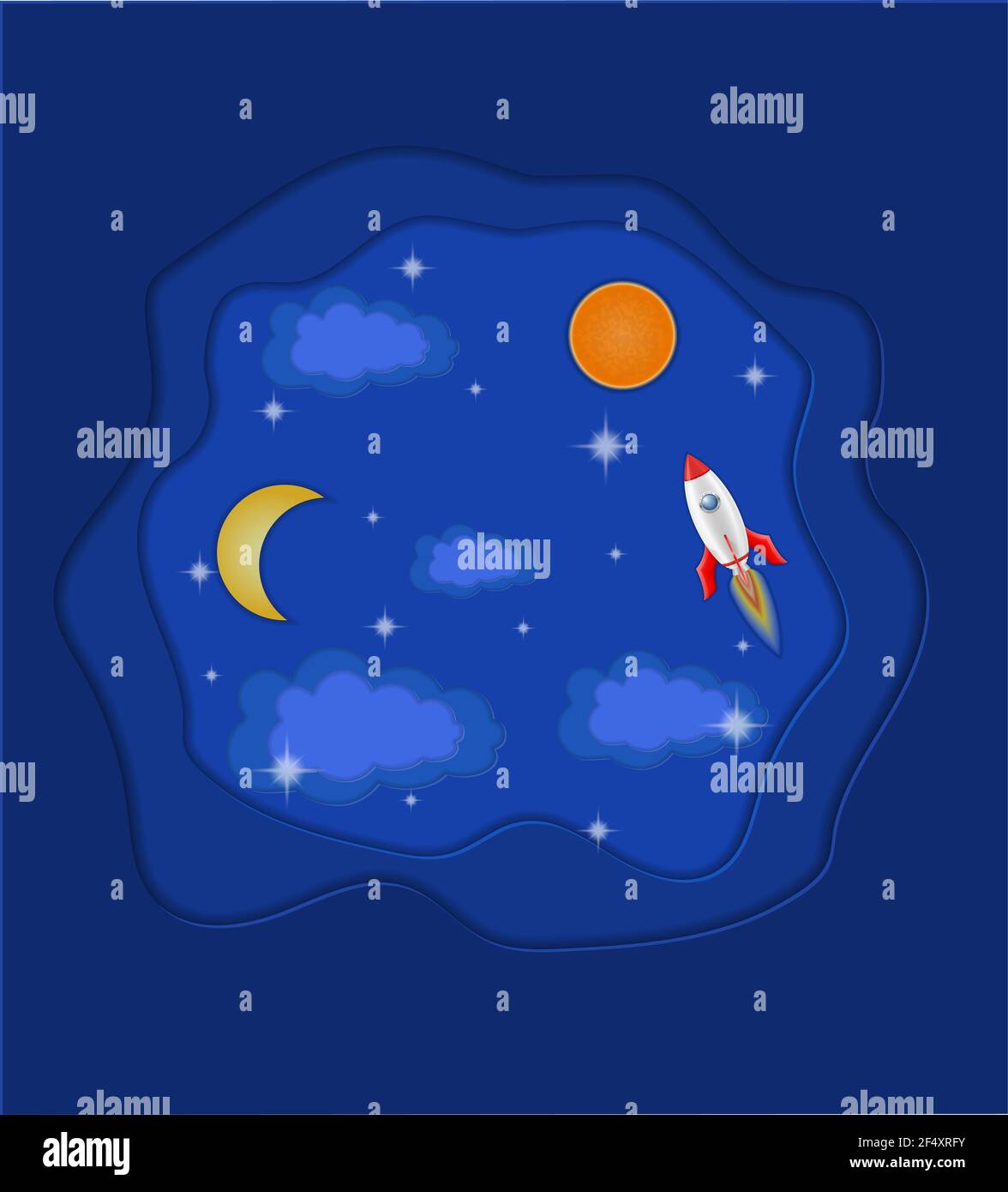 sky and clouds paper cut art banner vector illustration background for ...