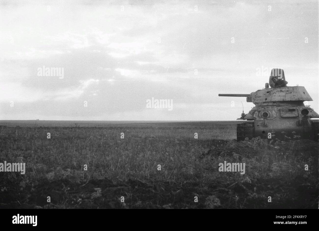Second World War. Front pictures. Soviet Union. Panzer on a grassy ...