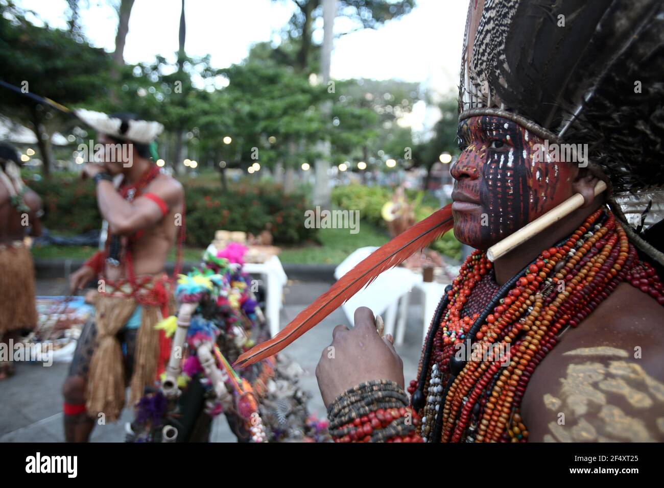 salvador, bahia / brazil - May 7, 2019: Indigenous of Bahia tribe are ...