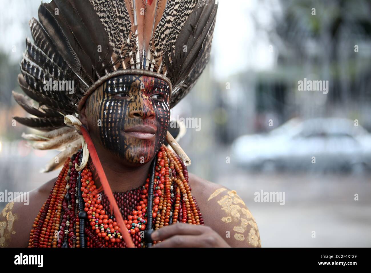 salvador, bahia / brazil - May 7, 2019: Indigenous of Bahia tribe are ...