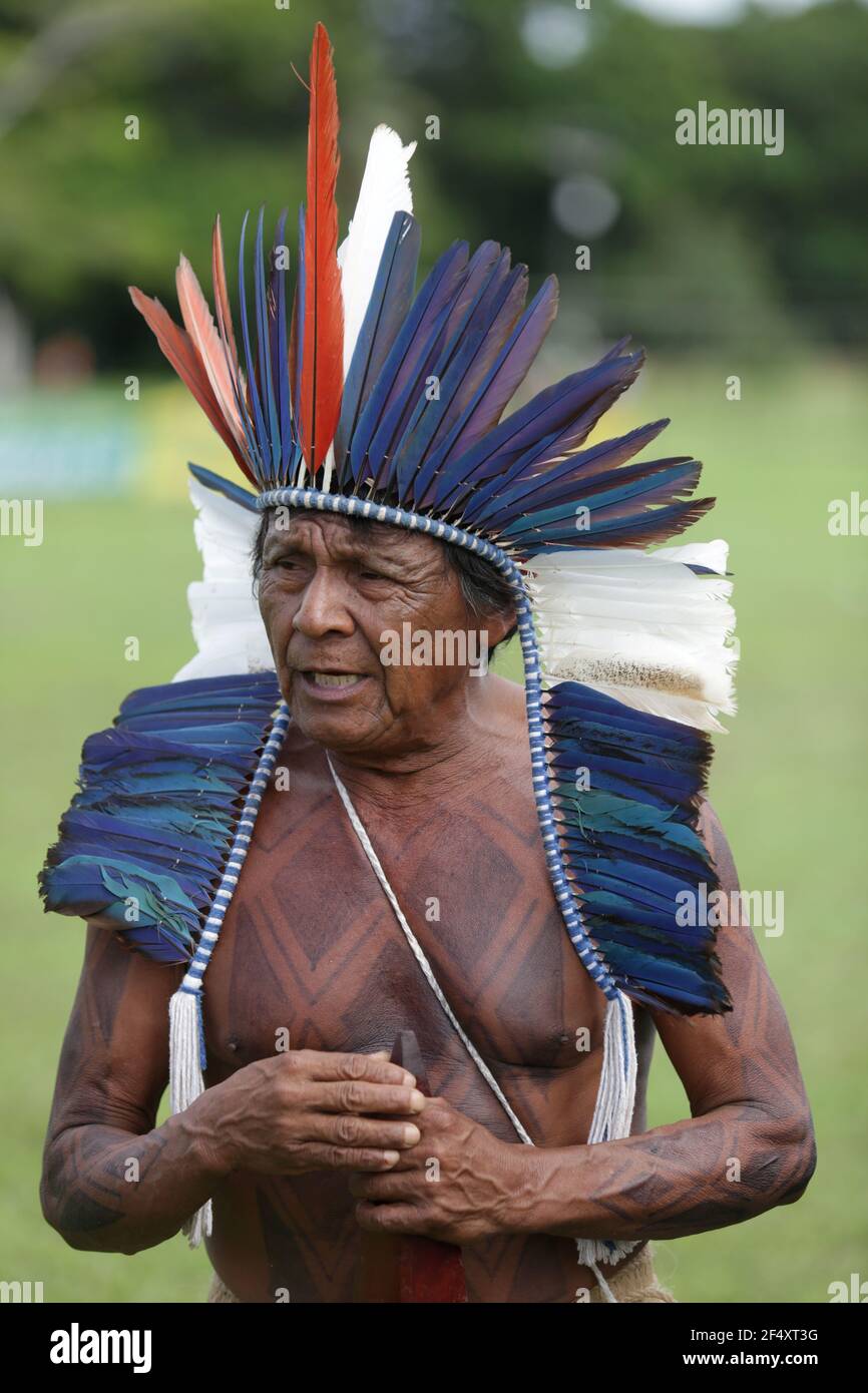 salvador, bahia / brazil - May 7, 2019: Indigenous of Bahia tribe are ...