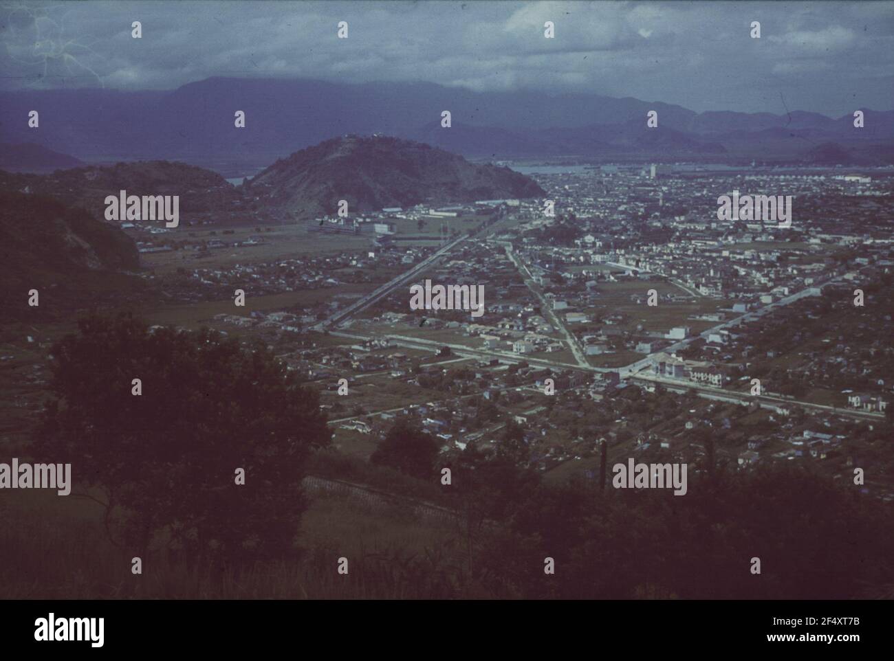 Travel photos. View of a coastal town from an elevated point of view ...