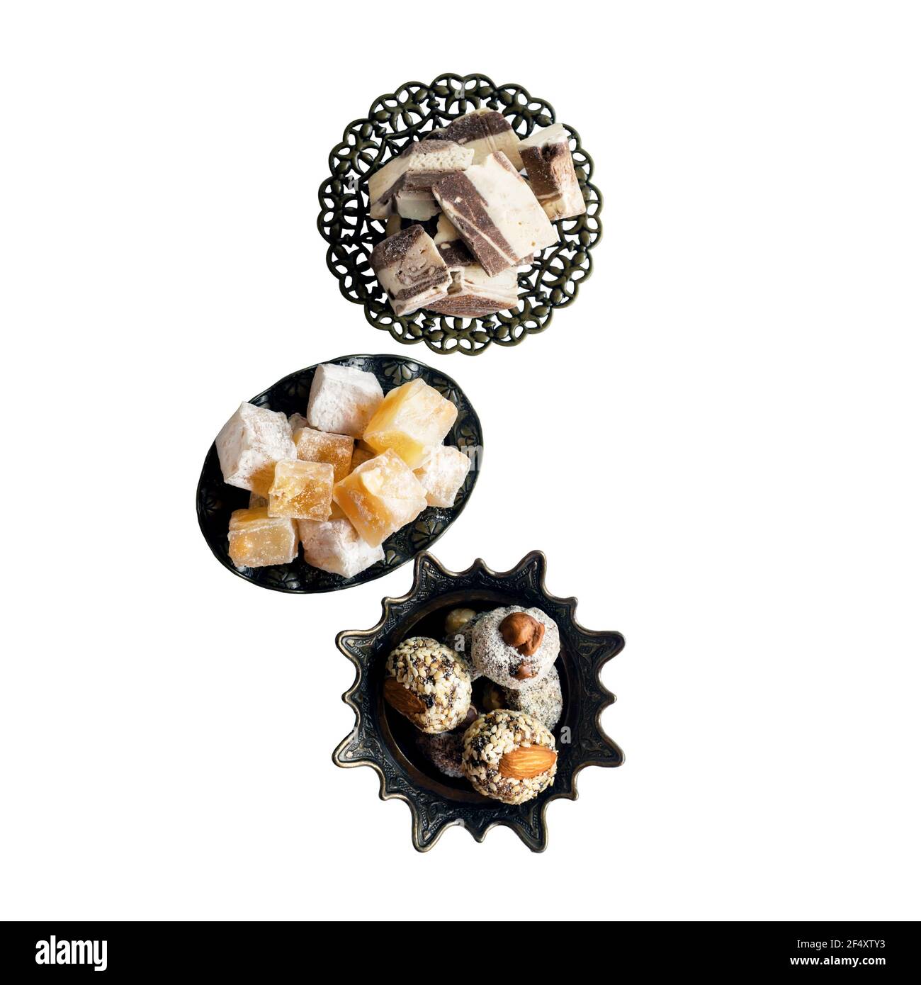 Oriental sweets-hashtak, Turkish delight and halva in traditional ...