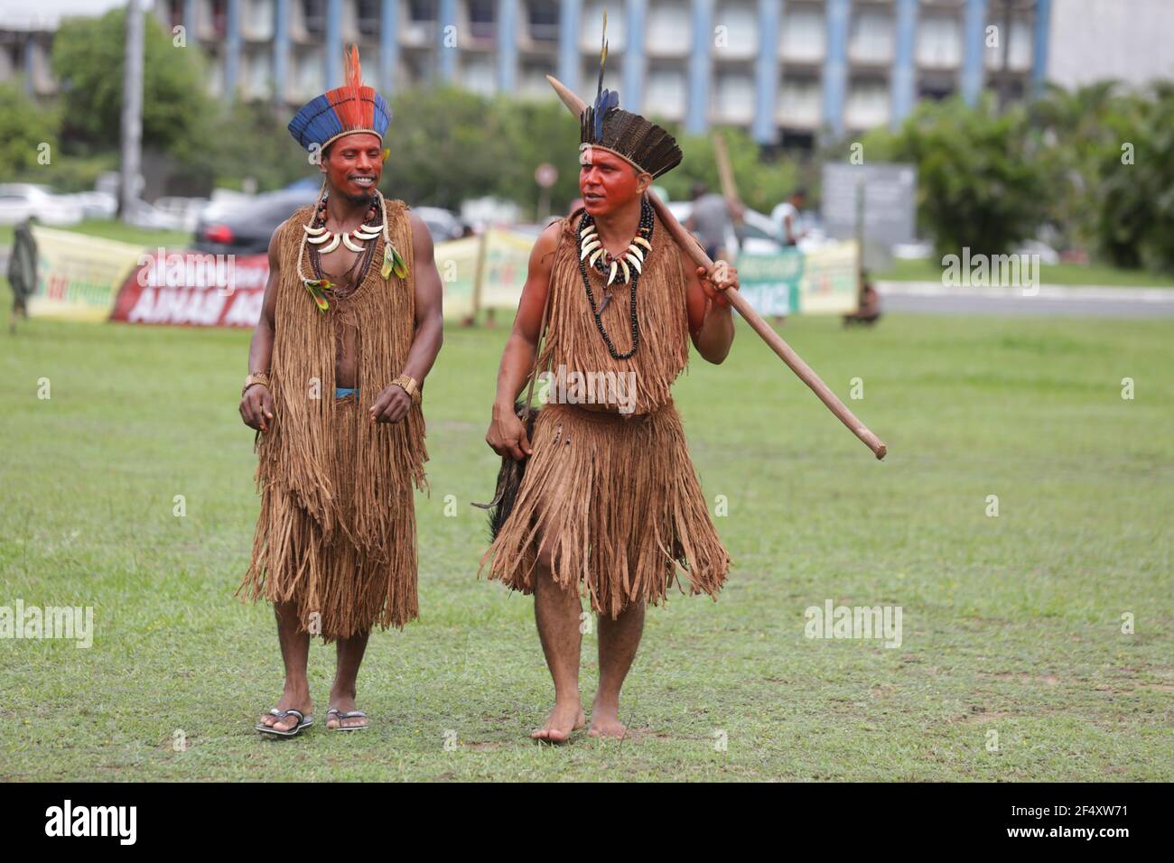salvador, bahia / brazil - May 7, 2019: Indigenous of Bahia tribe are ...