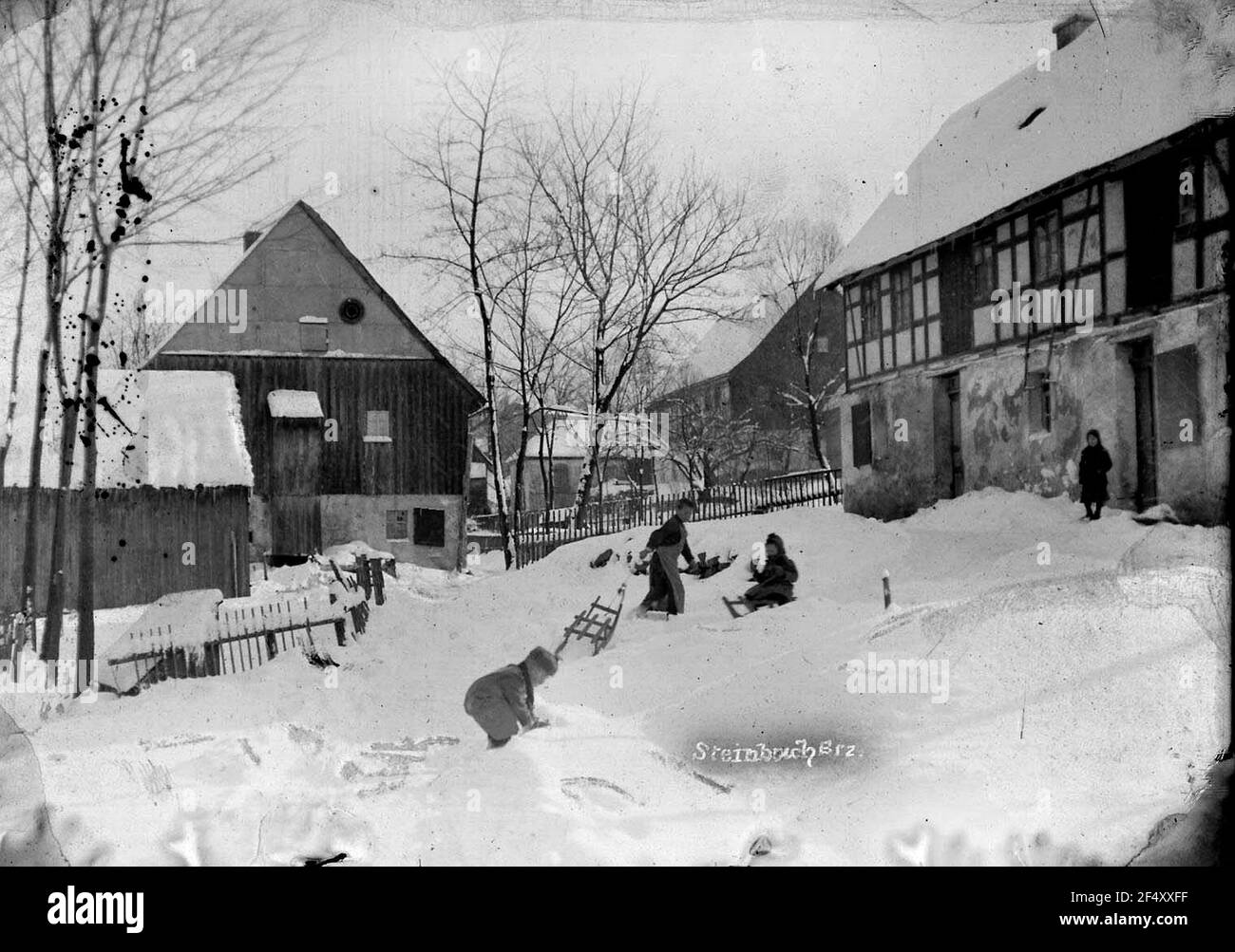 Village scene houses on Black and White Stock Photos & Images - Alamy
