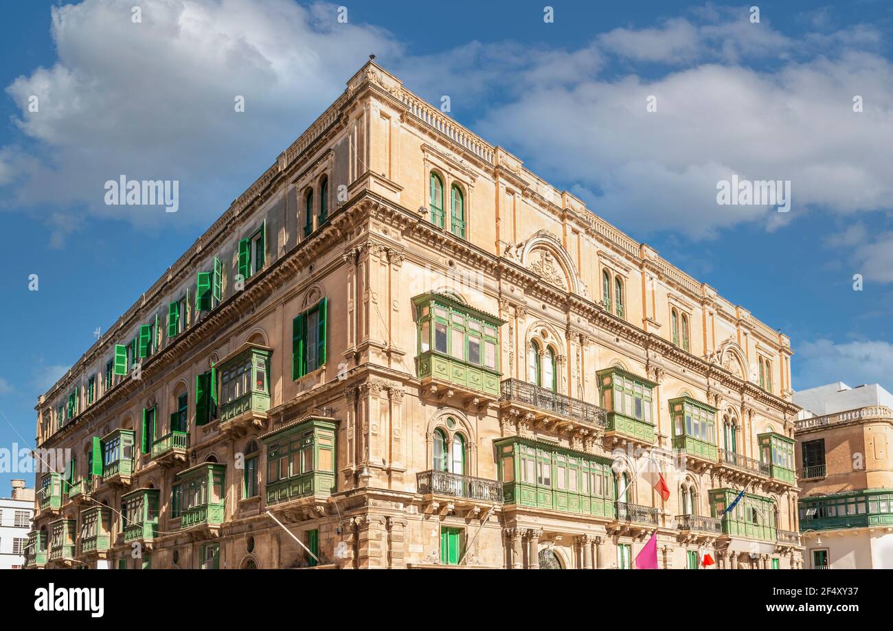 Residential buildings with typical architecture in Valletta on the ...