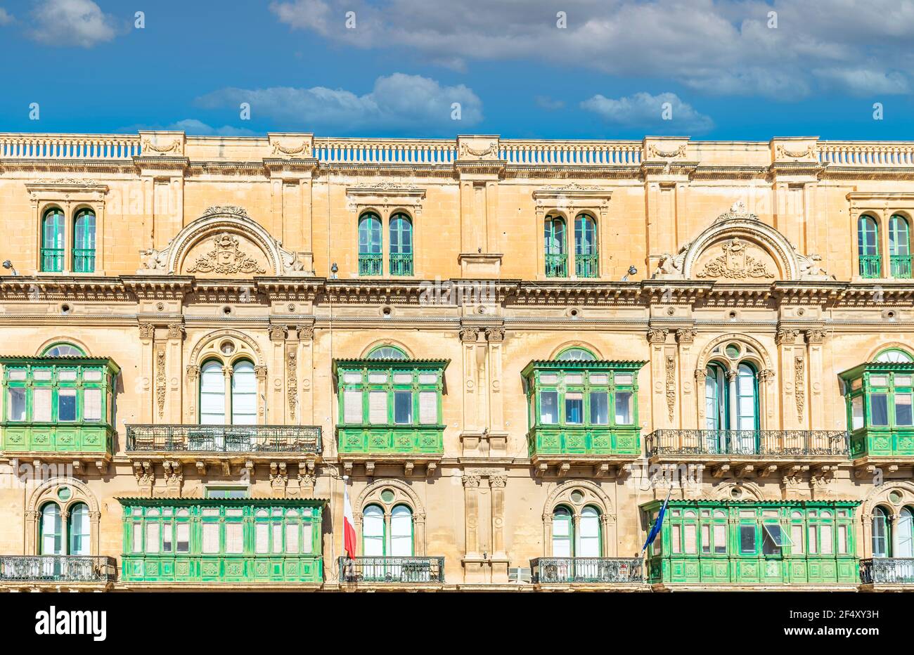 Residential buildings with typical architecture in Valletta on the ...