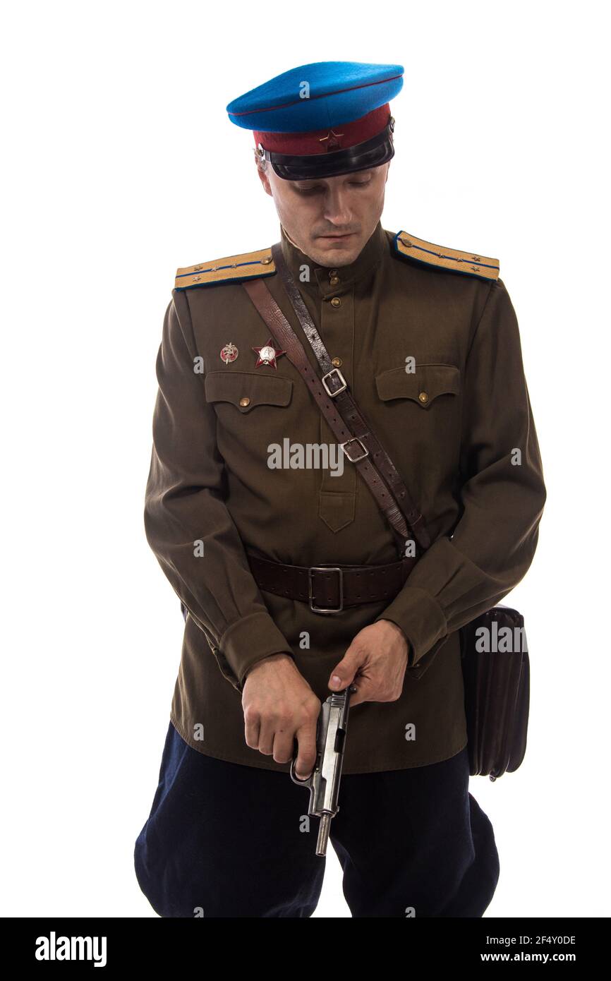Man actor in the form of an officer captain People's Commissariat of ...