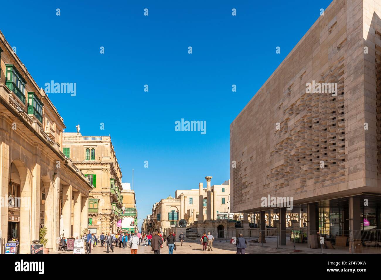 Residential buildings with typical architecture in Valletta on the ...