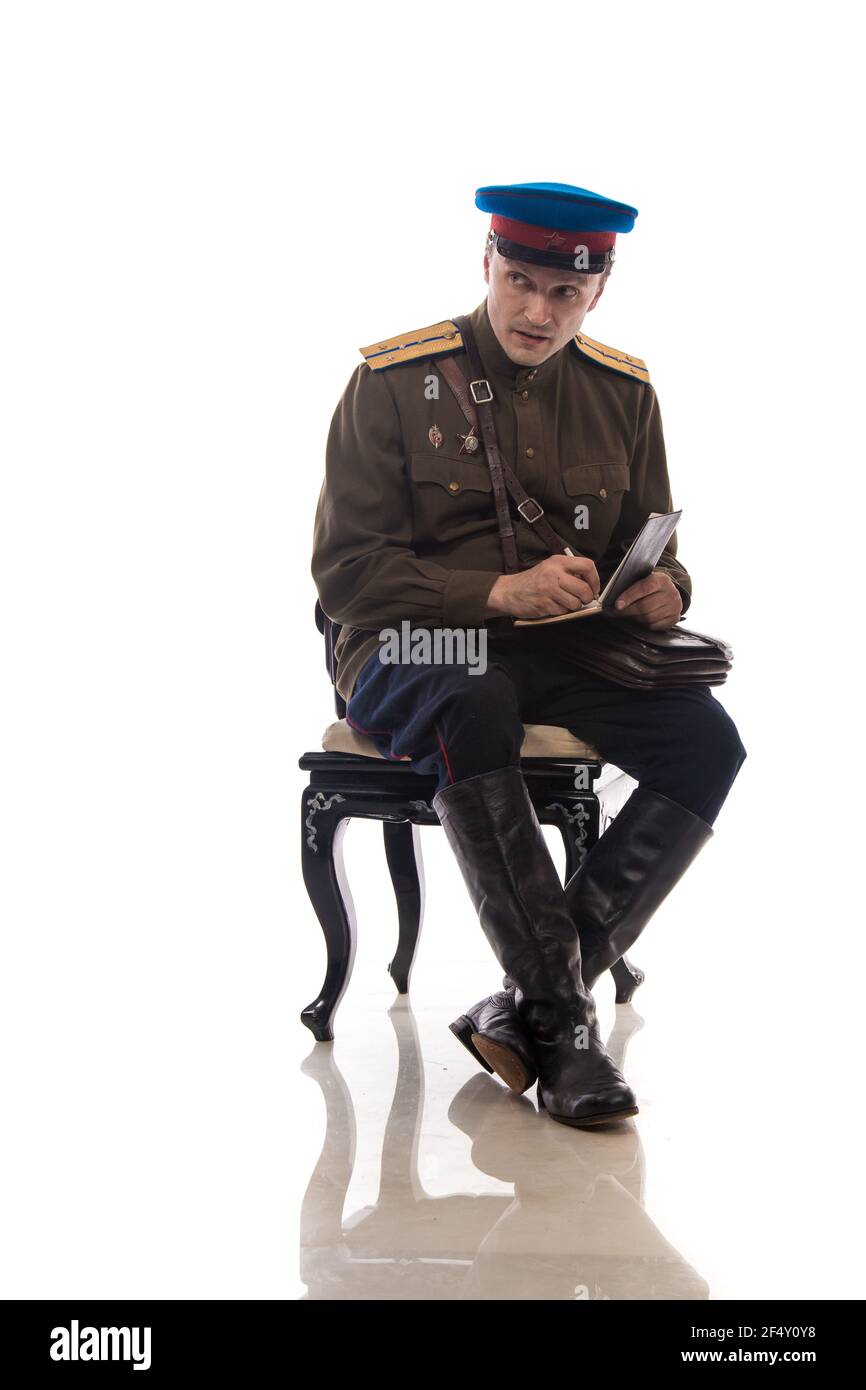 Man actor in the form of an officer captain People's Commissariat of ...