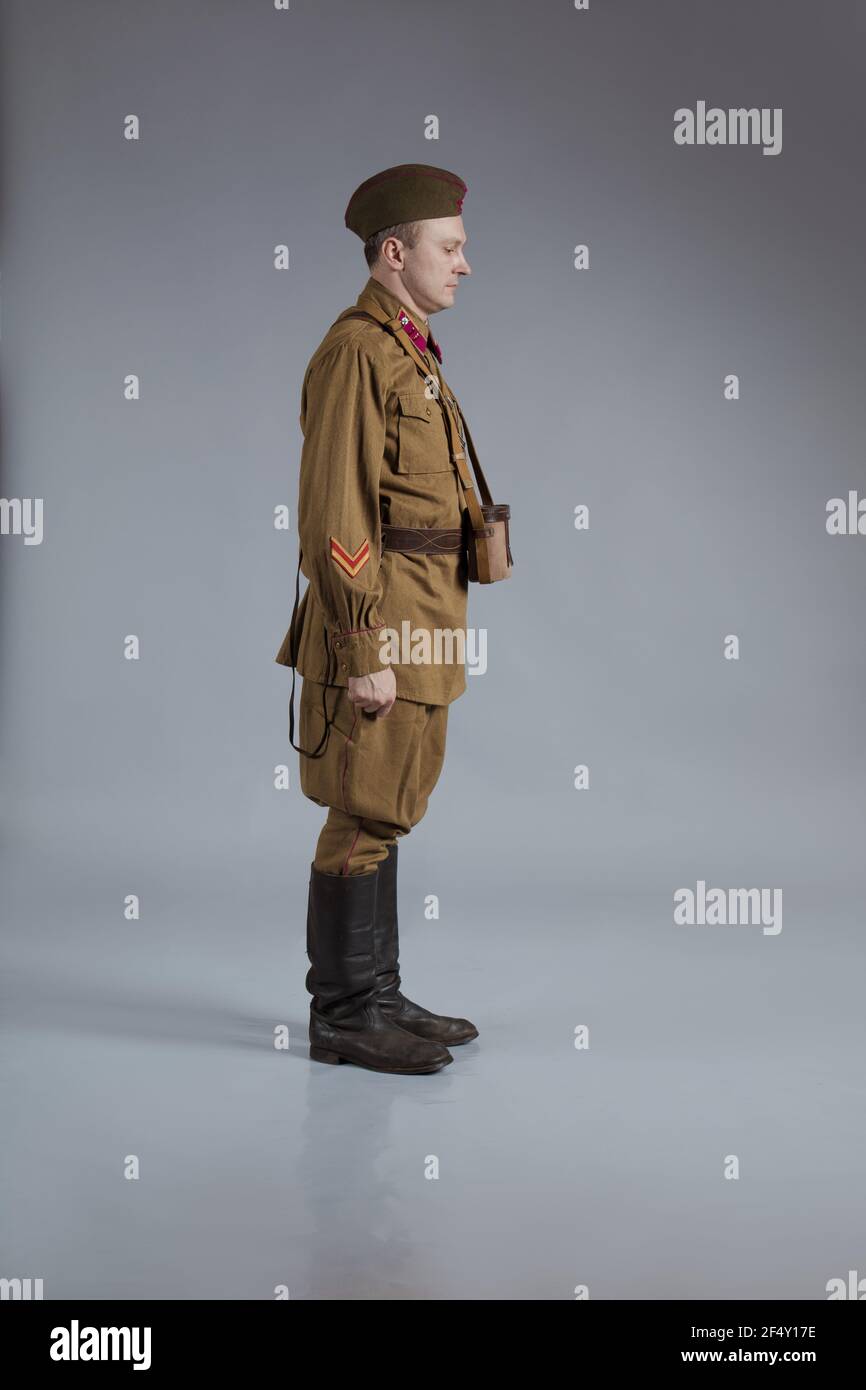 male actor in the form of an officer of the Red Army major during the ...