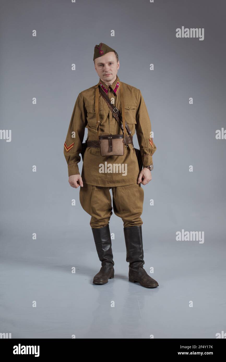male actor in the form of an officer of the Red Army major during the ...