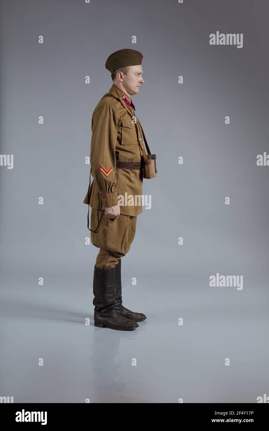male actor in the form of an officer of the Red Army major during the ...