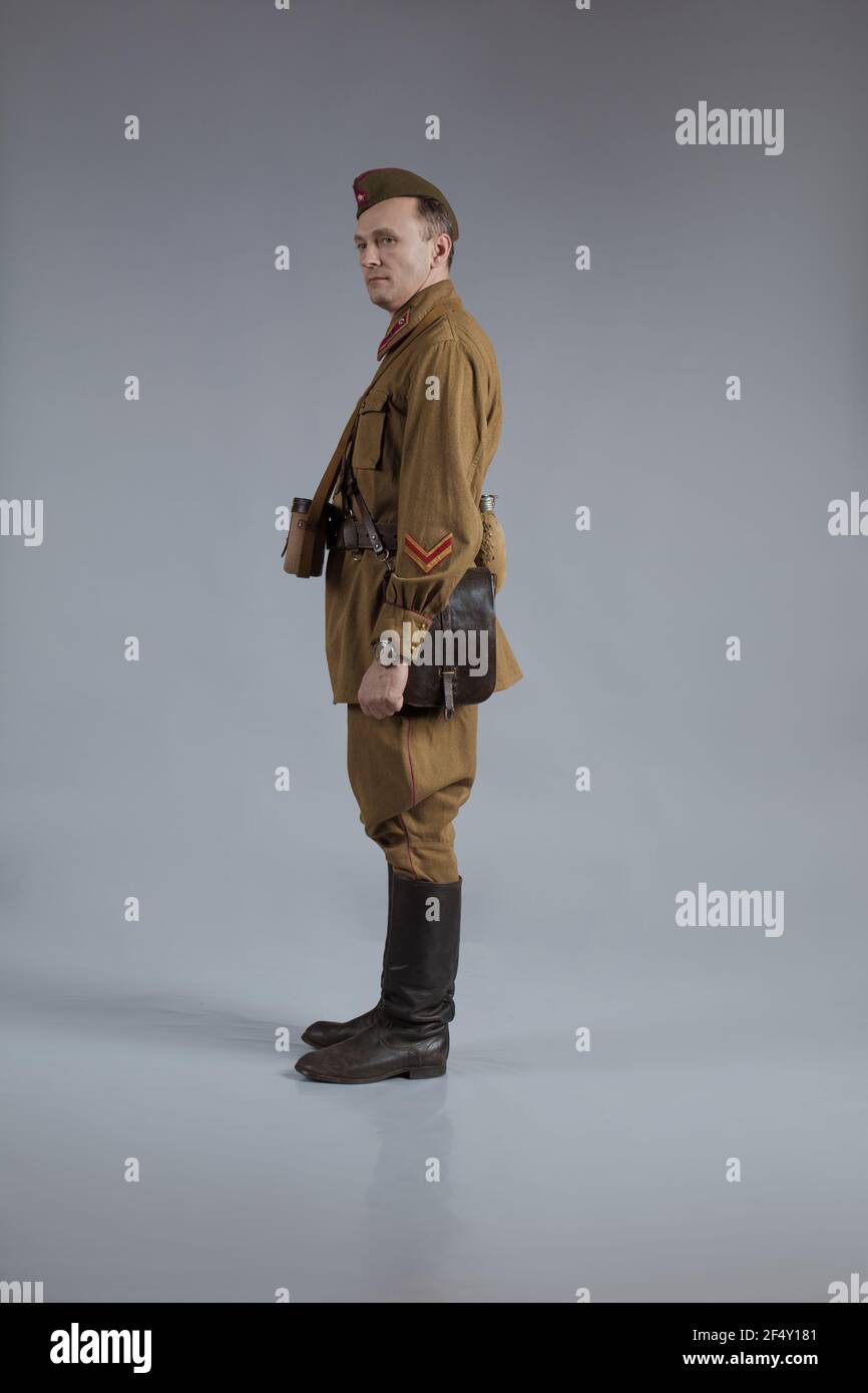 male actor in the form of an officer of the Red Army major during the ...