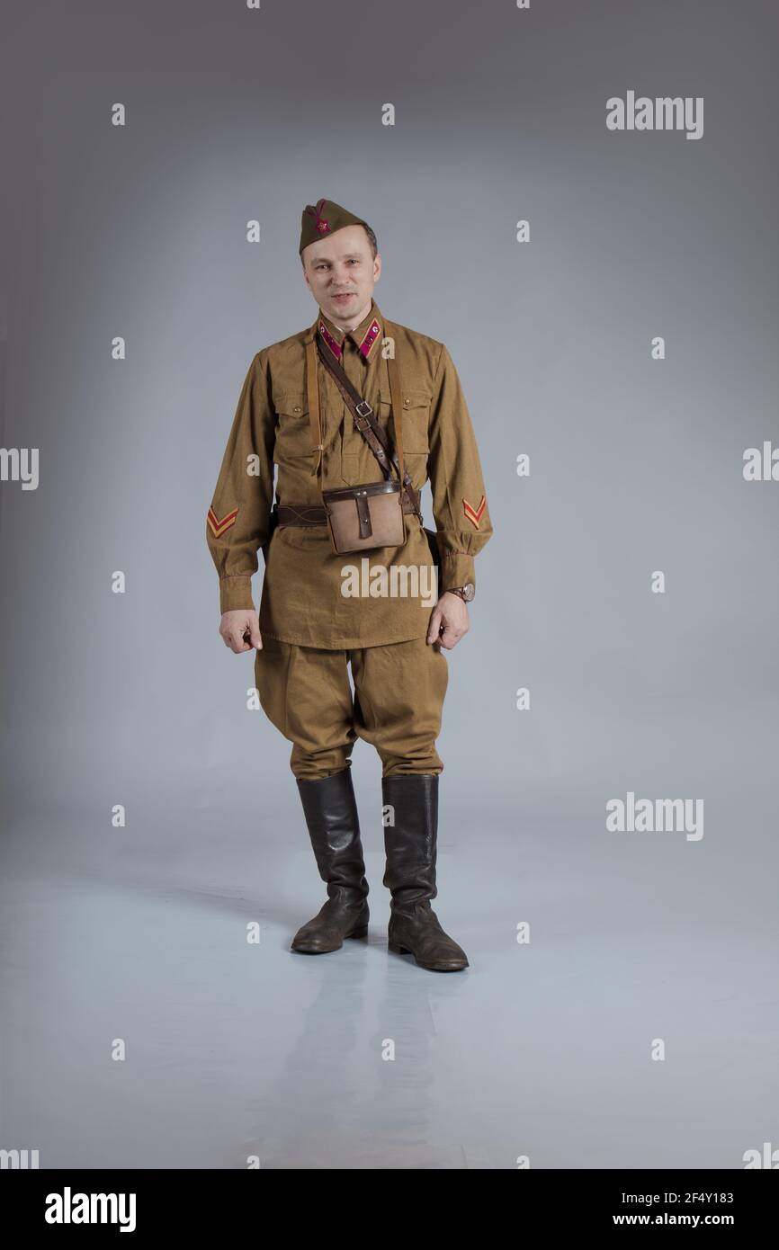 male actor in the form of an officer of the Red Army major during the ...