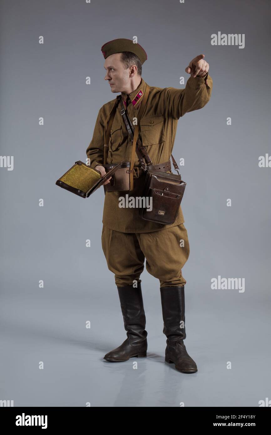 male actor in the form of an officer of the Red Army major during the ...
