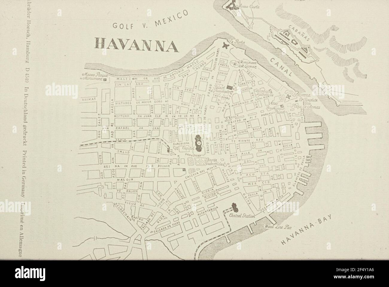 Maps for slide lectures. Reproduction of a map of Havana Stock Photo ...