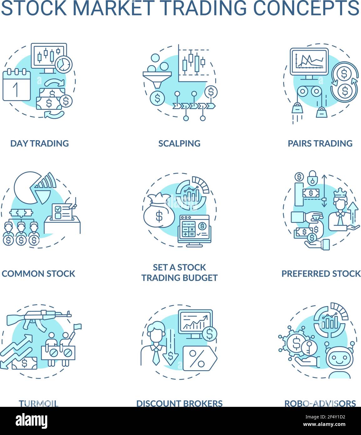 Stock market trading concept icons set Stock Vector Image & Art - Alamy