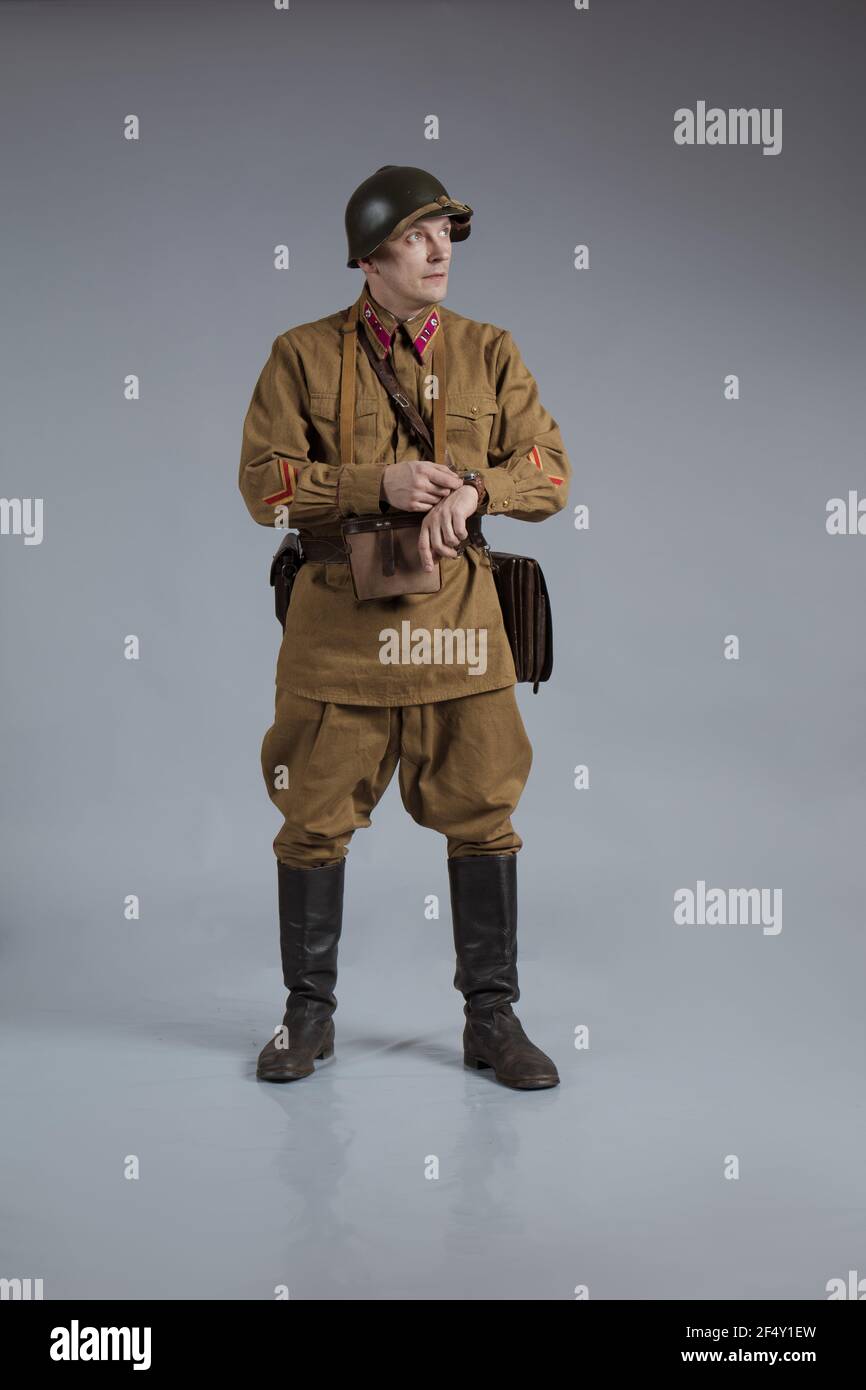 male actor in the form of an officer of the Red Army major during the ...