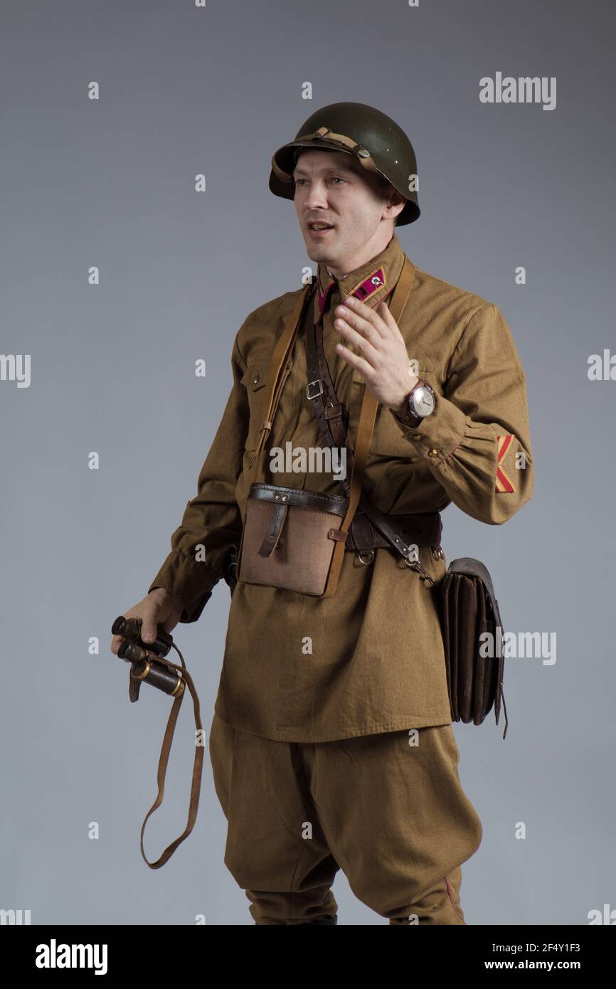 male actor in the form of an officer of the Red Army major during the ...