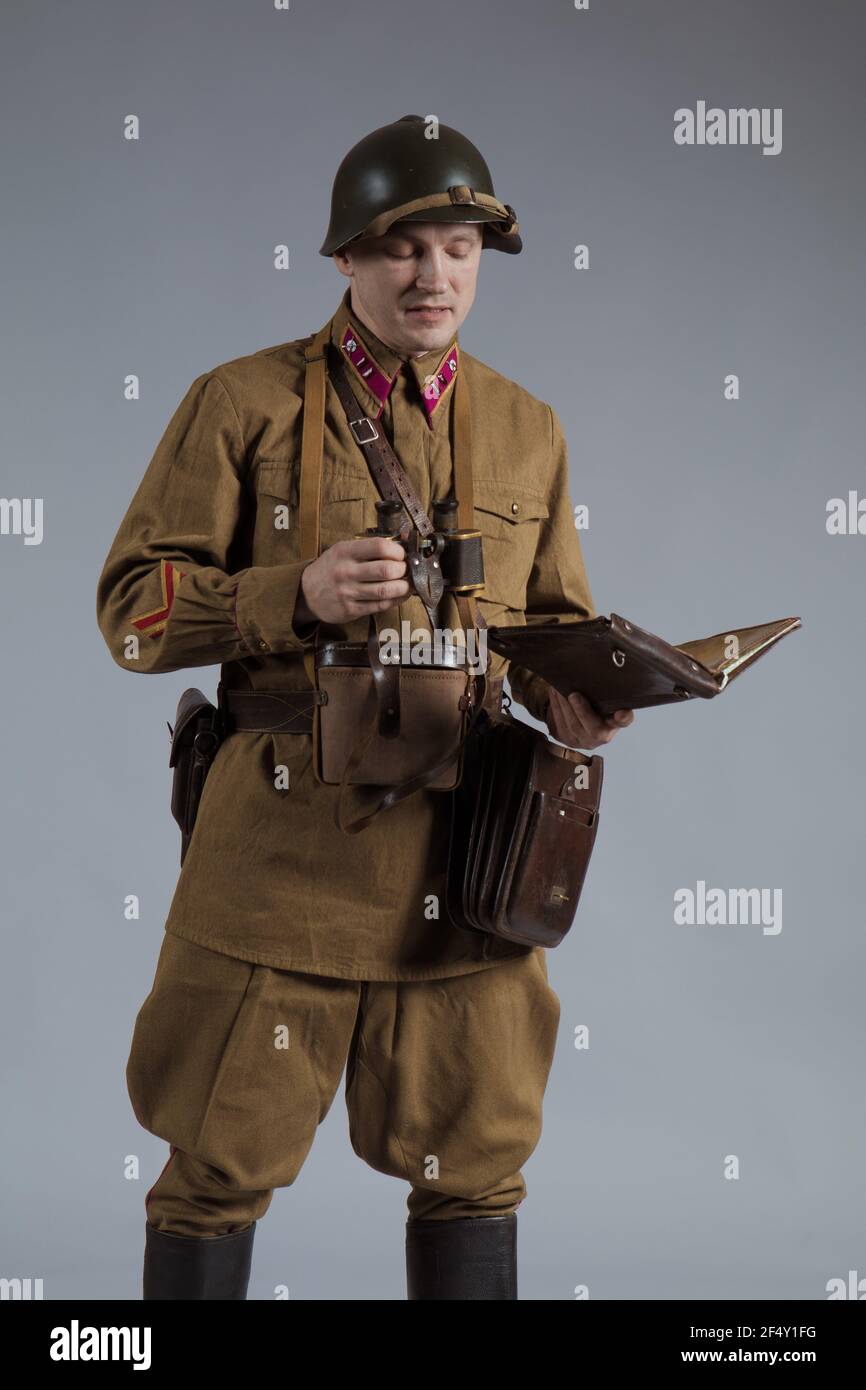 male actor in the form of an officer of the Red Army major during the ...