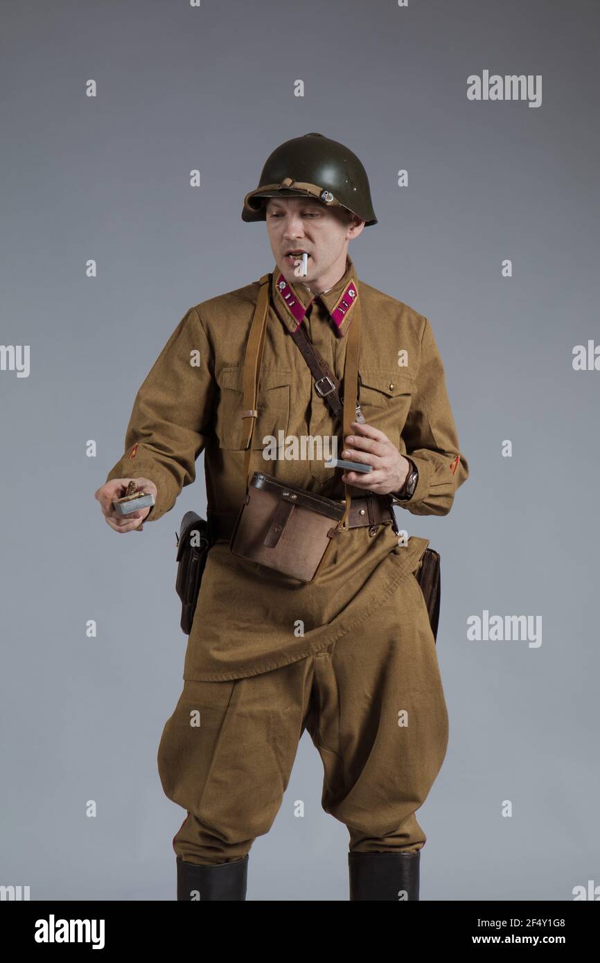 male actor in the form of an officer of the Red Army major during the ...