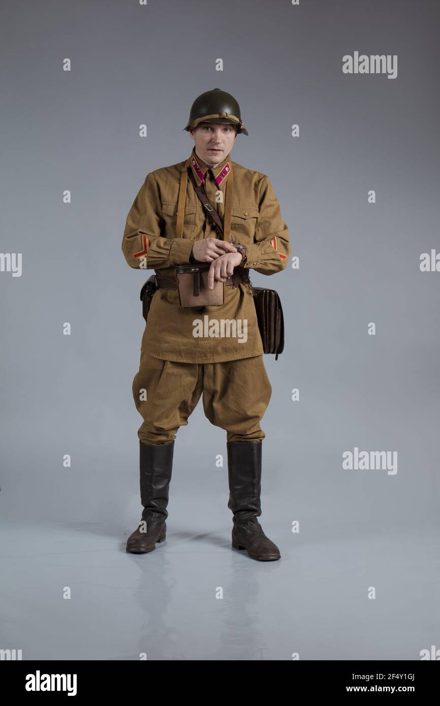 male actor in the form of an officer of the Red Army major during the ...