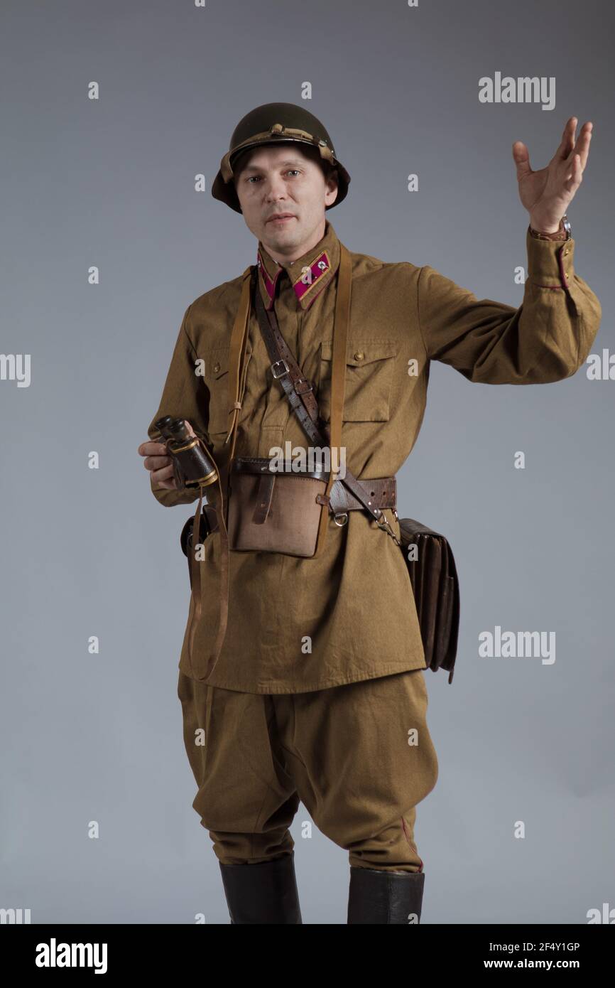 male actor in the form of an officer of the Red Army major during the ...
