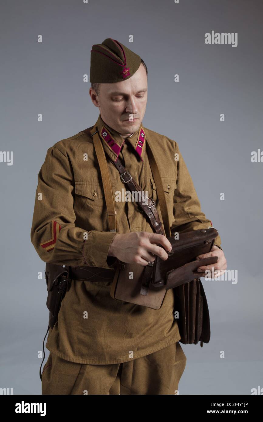 male actor in the form of an officer of the Red Army major during the ...