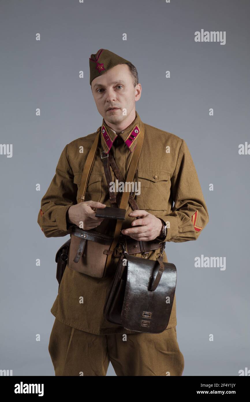 male actor in the form of an officer of the Red Army major during the ...