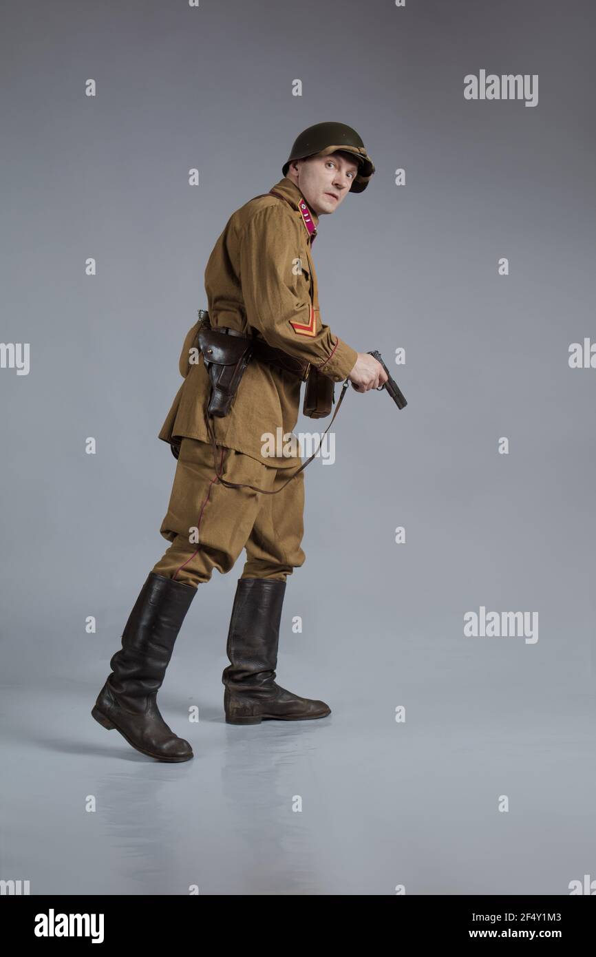 male actor in the form of an officer of the Red Army major during the ...