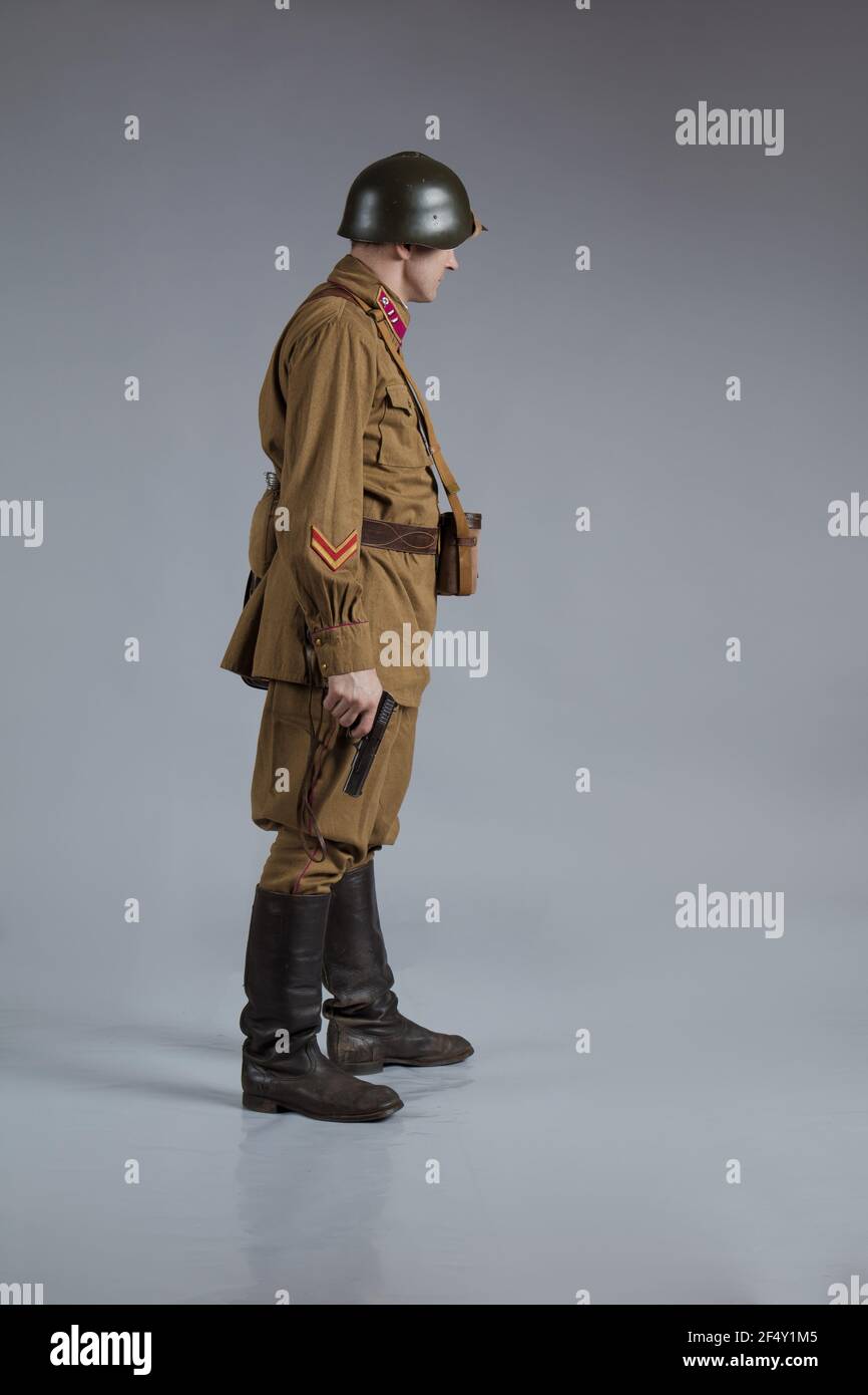 male actor in the form of an officer of the Red Army major during the ...