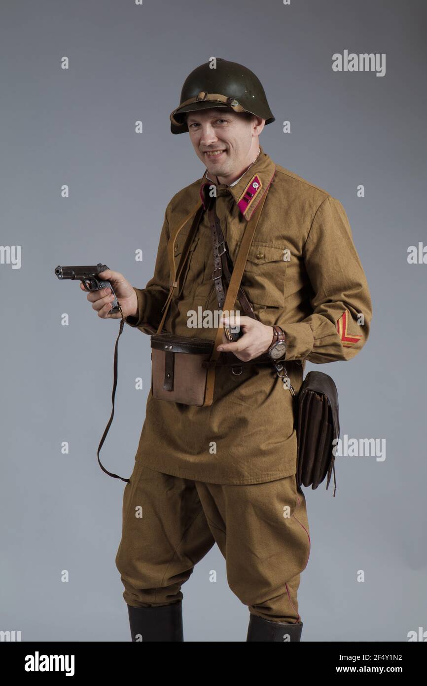 male actor in the form of an officer of the Red Army major during the ...