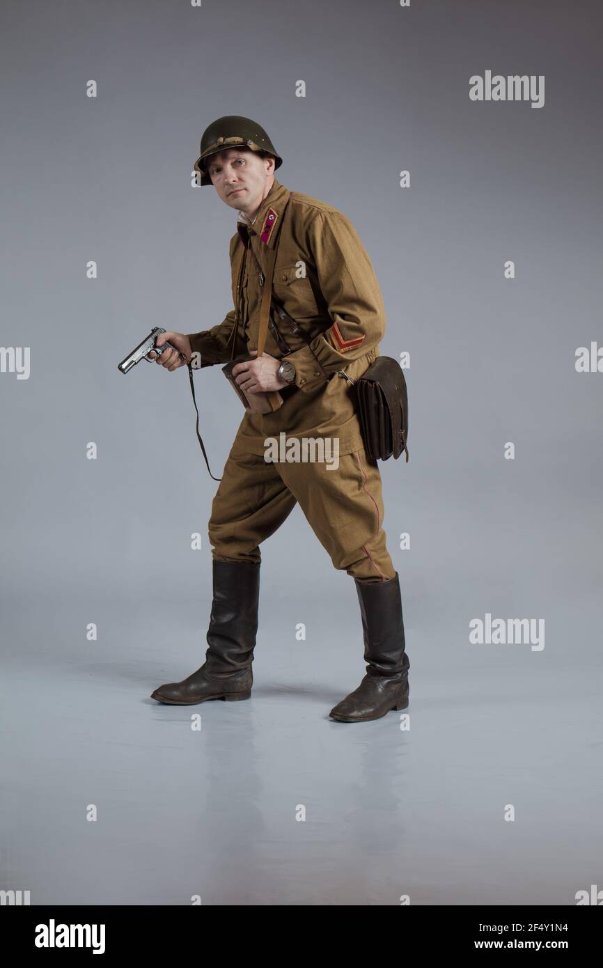 male actor in the form of an officer of the Red Army major during the ...