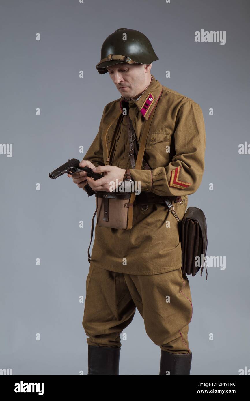 male actor in the form of an officer of the Red Army major during the ...