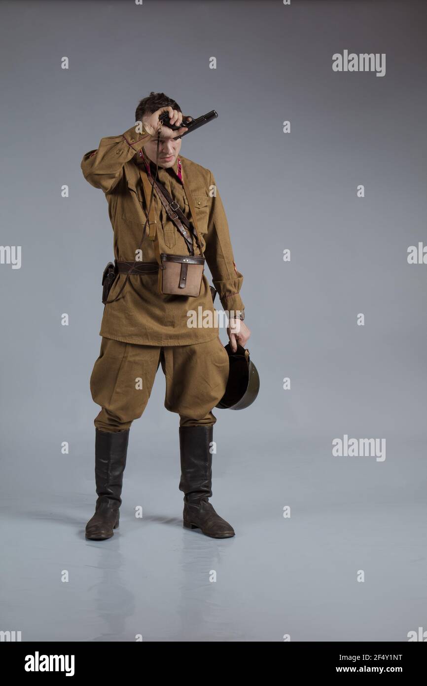 male actor in the form of an officer of the Red Army major during the ...
