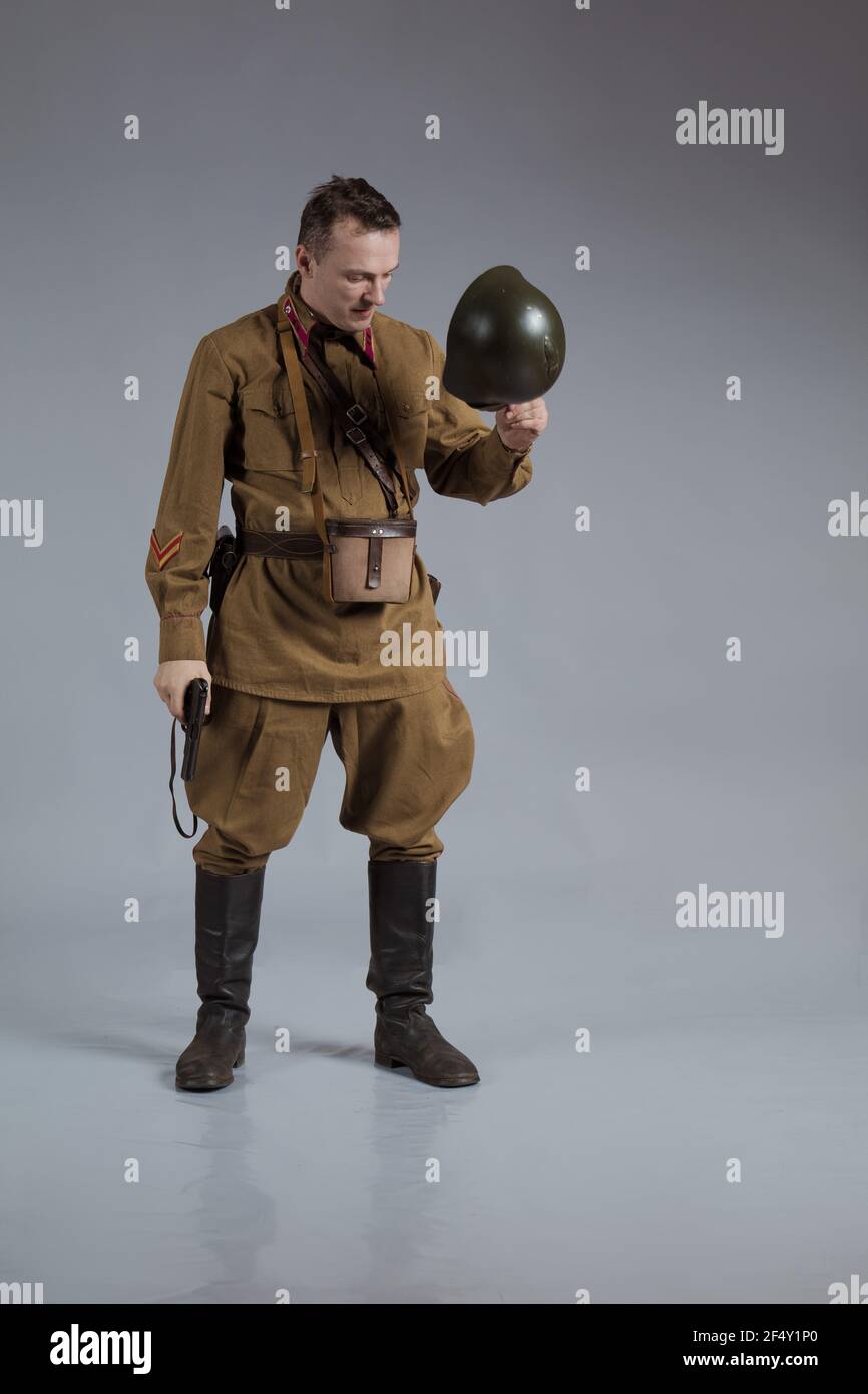male actor in the form of an officer of the Red Army major during the ...