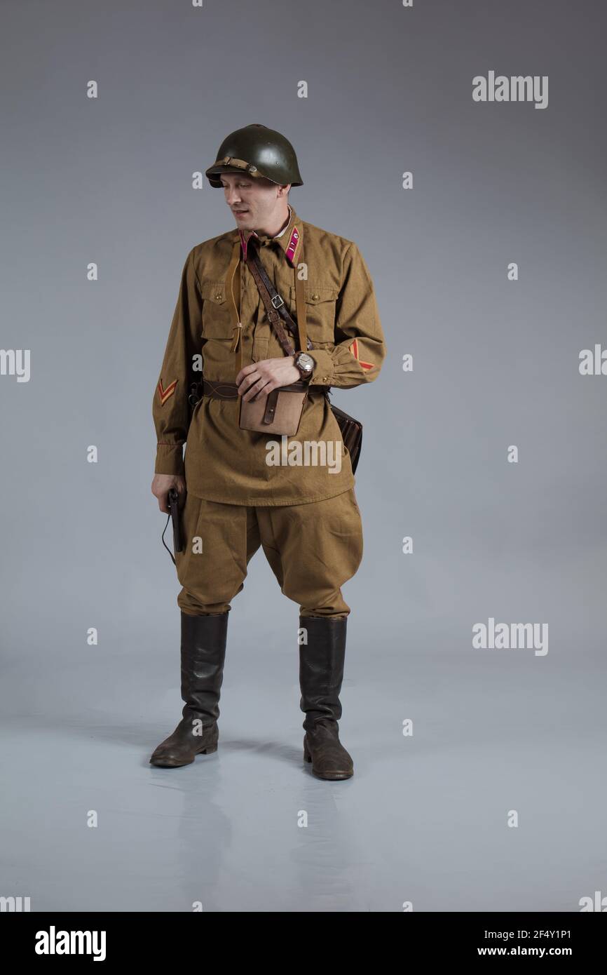male actor in the form of an officer of the Red Army major during the ...
